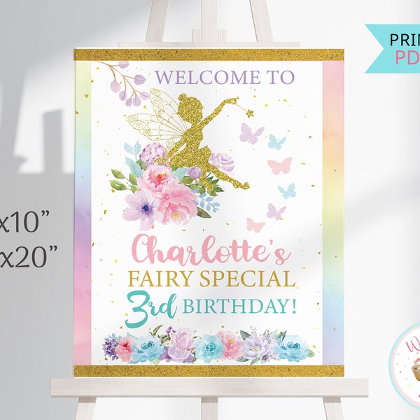 Fairy 1st Birthday Welcome Sign - Etsy