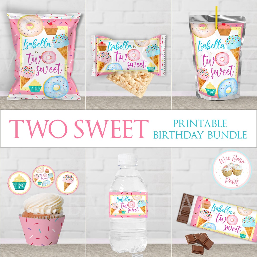 Two Sweet Birthday Party Favor Bundle, 2 Year Old Birthday Girl ...