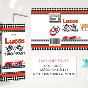 Race Car Birthday Juice Box Sticker Truck Car Theme Birthday Party ...