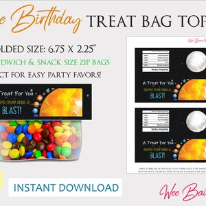 Space Theme Birthday Treat Bag Topper Out of This World Space - Etsy