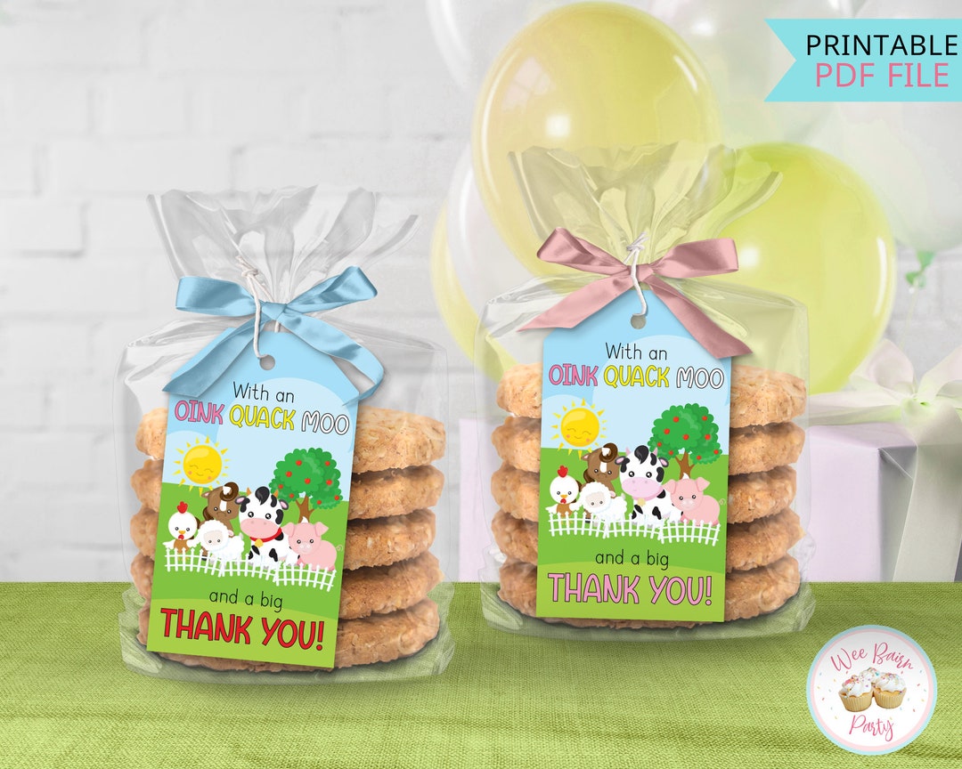 Farm Animal Birthday Favor Tags, Farm Themed Birthday Mini Thank You ...