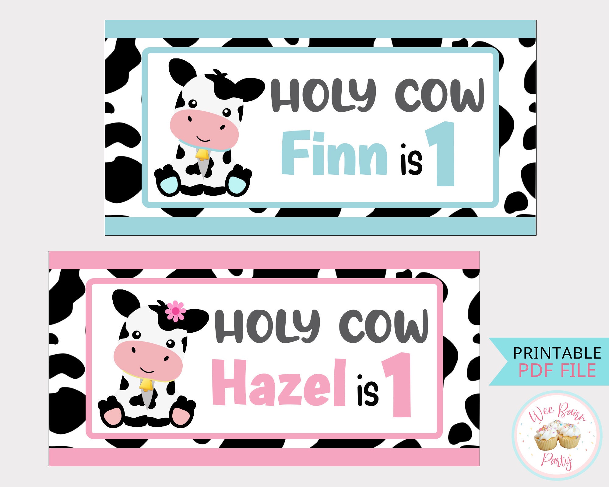 Holy Cow Im One Birthday Party Backdrop One Year Old Cow - Etsy