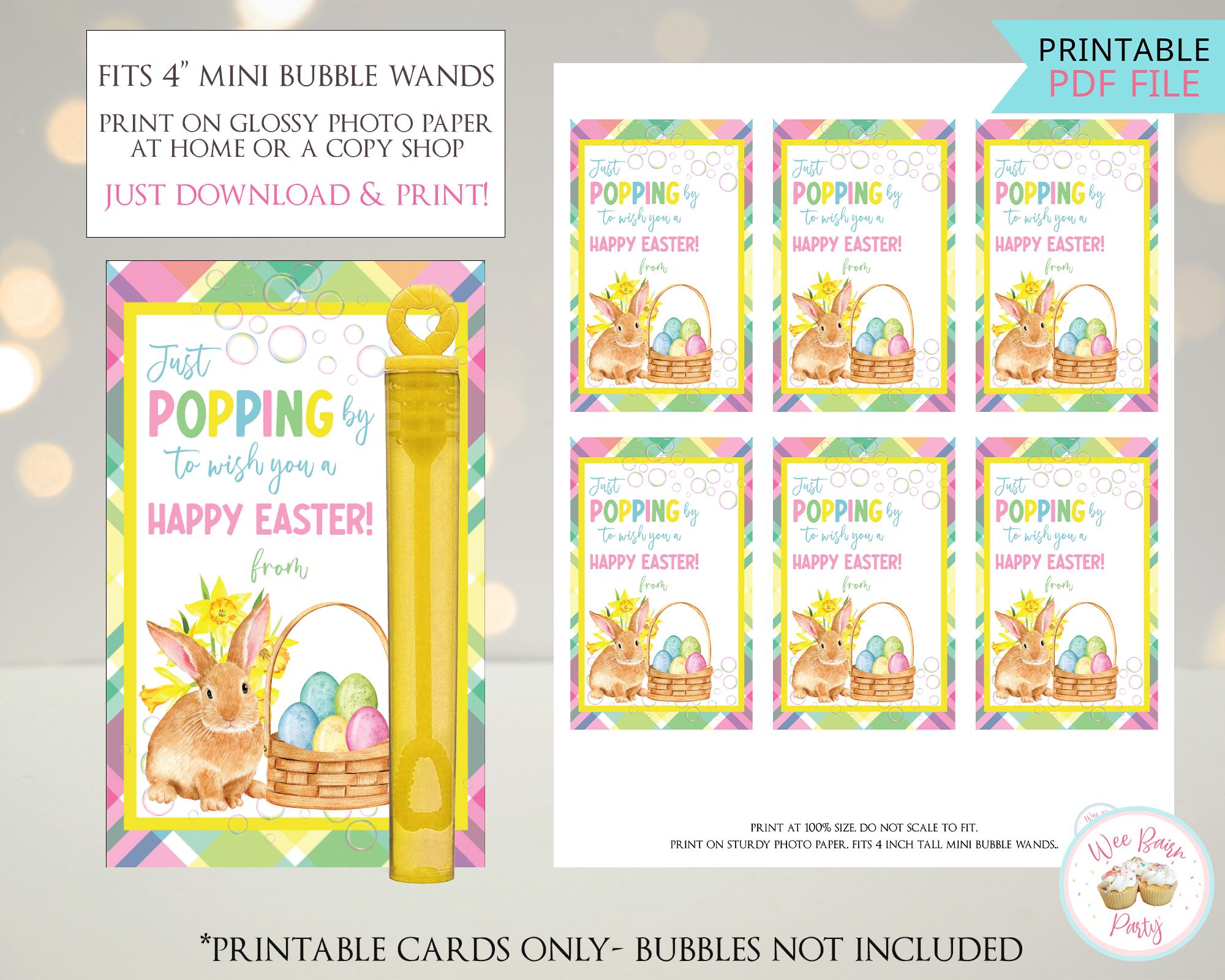 Easter Bubble Favors Printable Gift Tags, Easter Party Favors Mini ...
