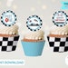 Fast One Birthday Cupcake Toppers & Cupcake Wrappers, Race Car Birthday ...