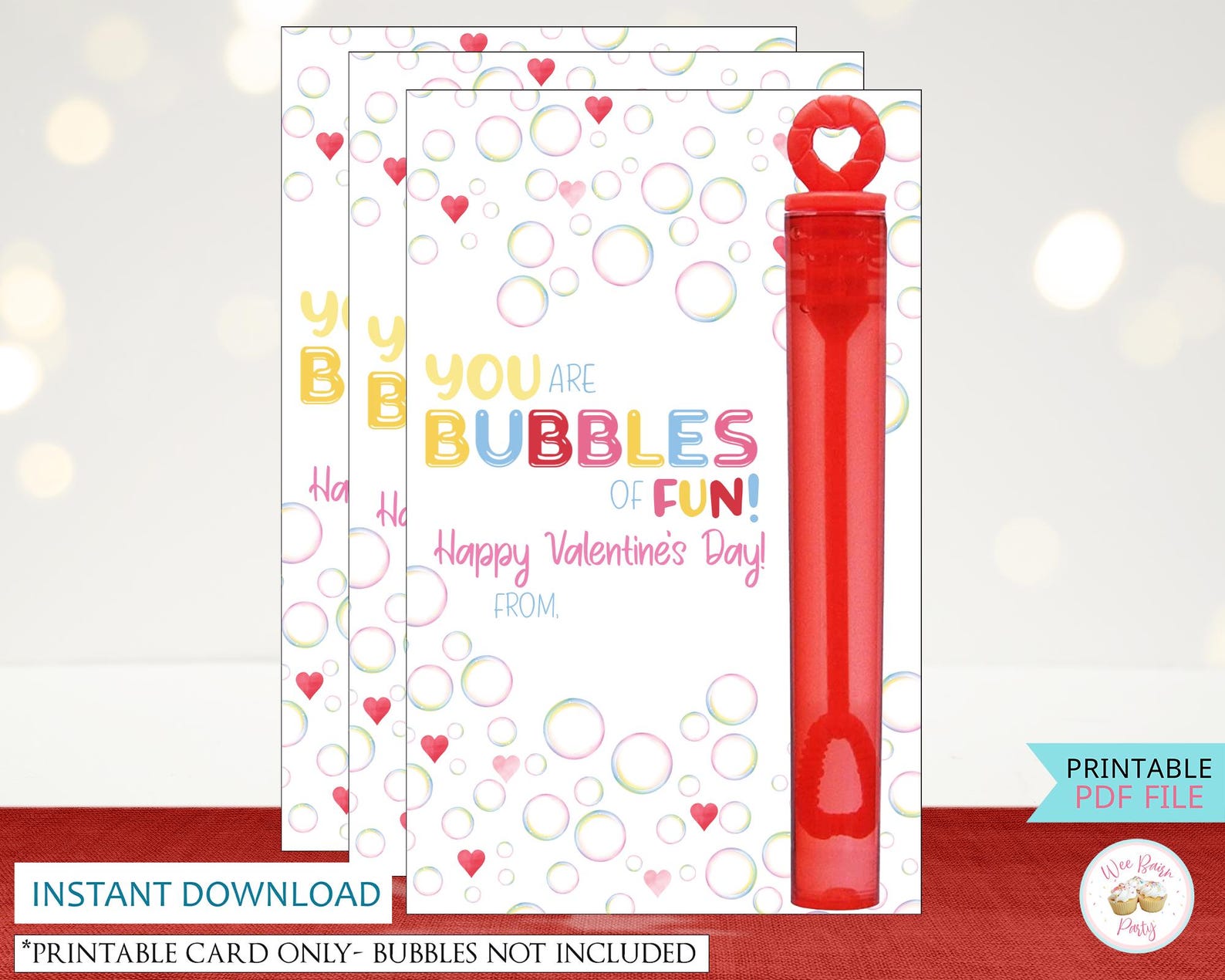 Classroom Valentines Bubble Favors Printable Gift Tags, Easy Class ...
