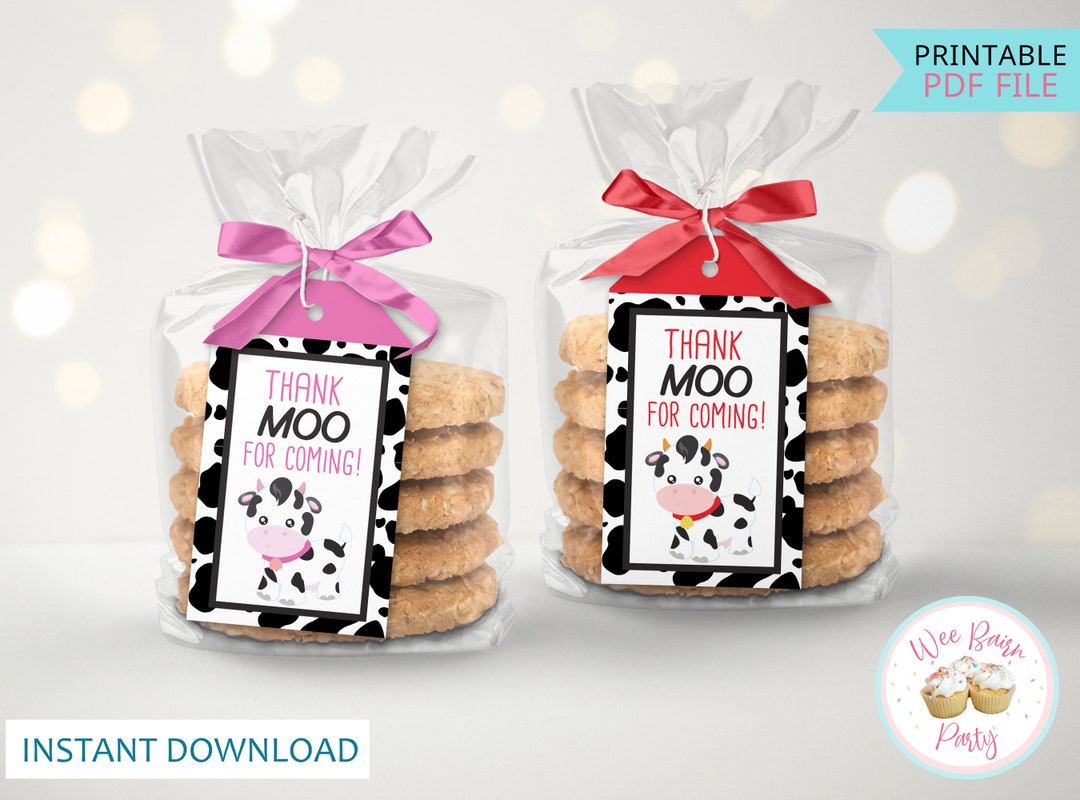 Cow Birthday Favor Tags, Barnyard Birthday Farm Party Favors Hang Tags ...