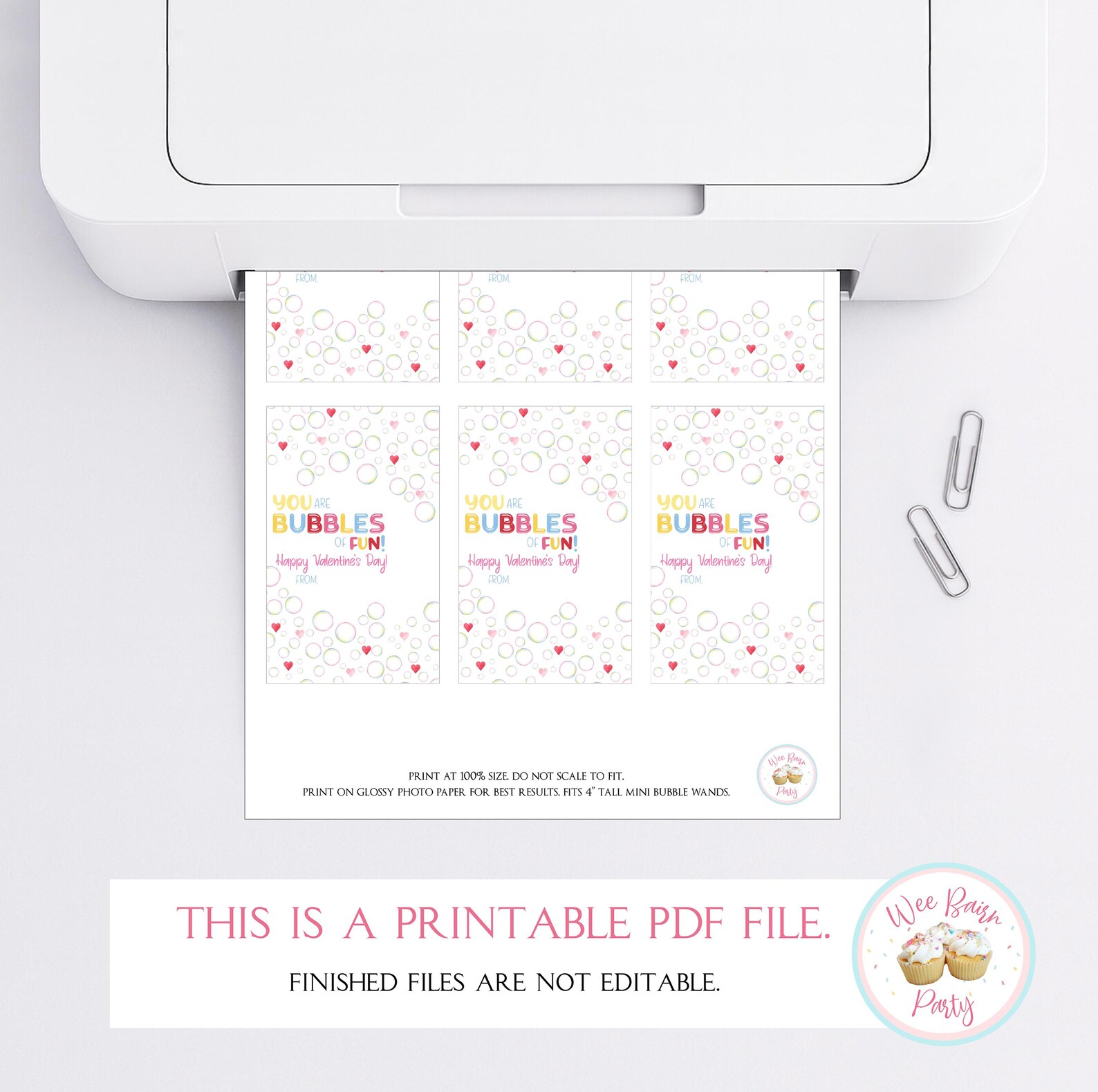 Classroom Valentines Bubble Favors Printable Gift Tags, Easy Class ...