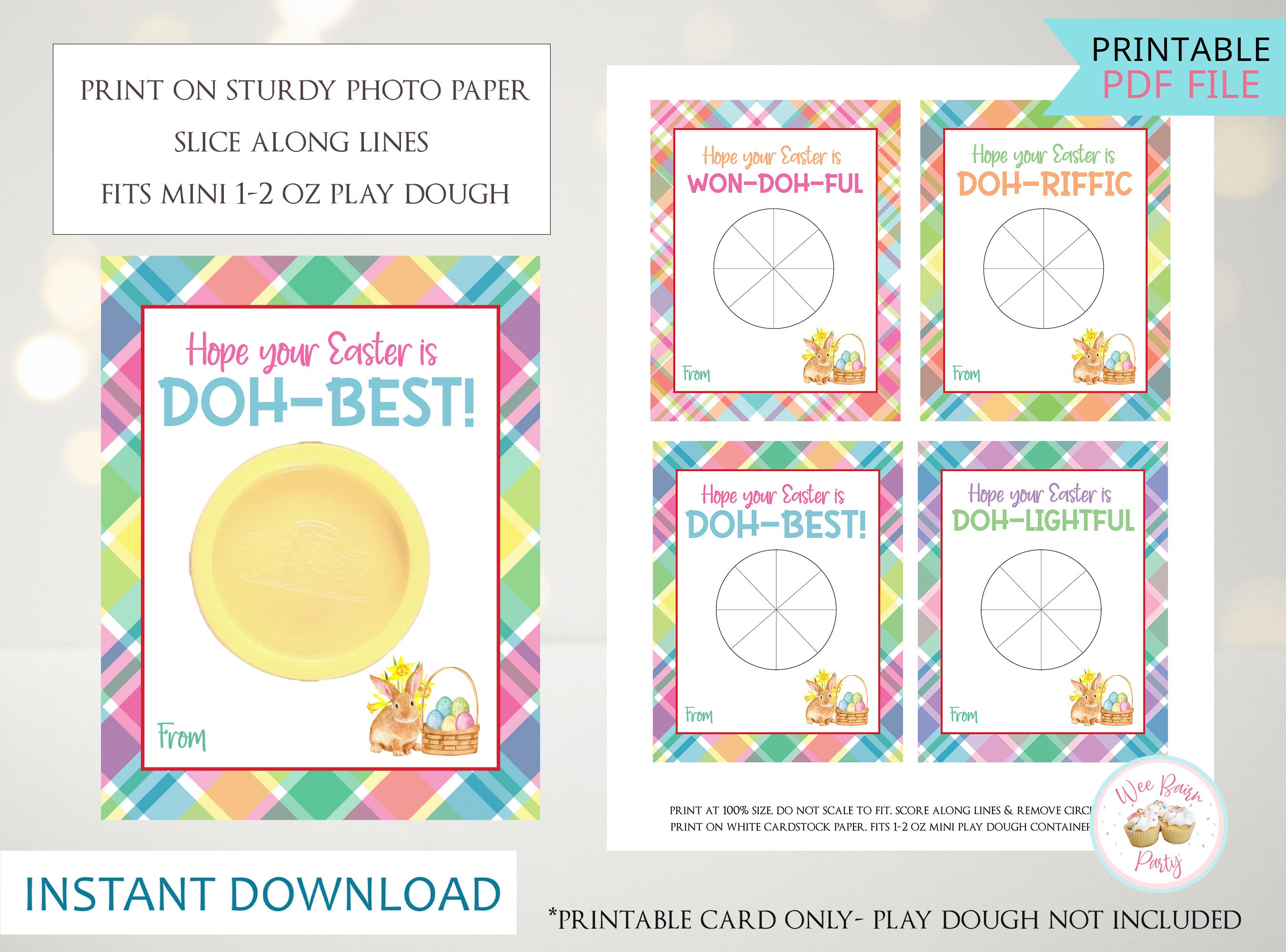 Easter Playdough Gift Tag Card, Printable Sensory Play Dough Easter ...