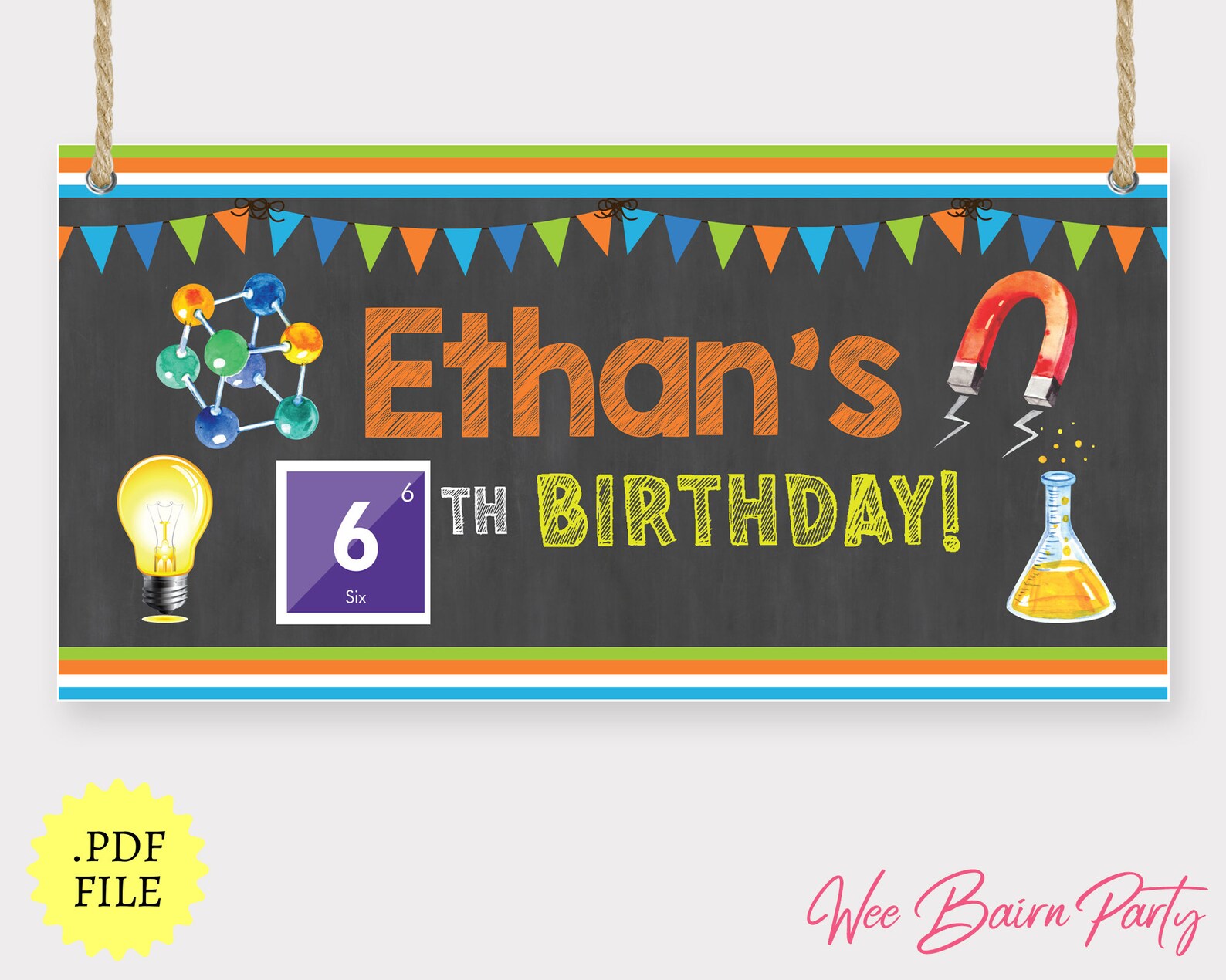 Science Party Backdrop Chemistry Birthday Banner Printable | Etsy