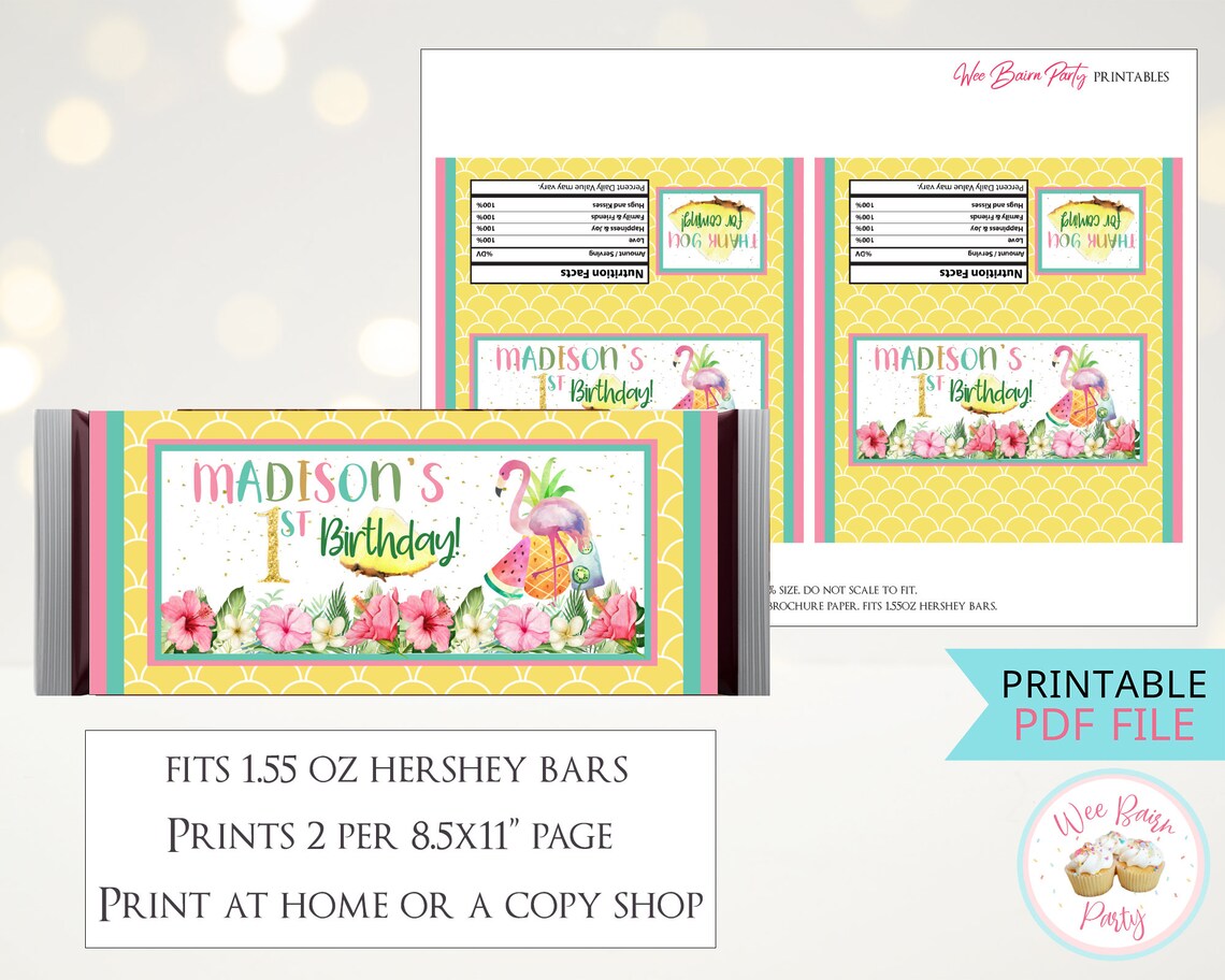 Hawaiian Luau Custom Candy Bar Wrappers Tropical Party Favor - Etsy