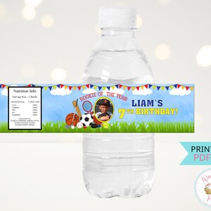 All Star Sports Birthday Water Bottle Labels, Printable Baseball Soccer ...