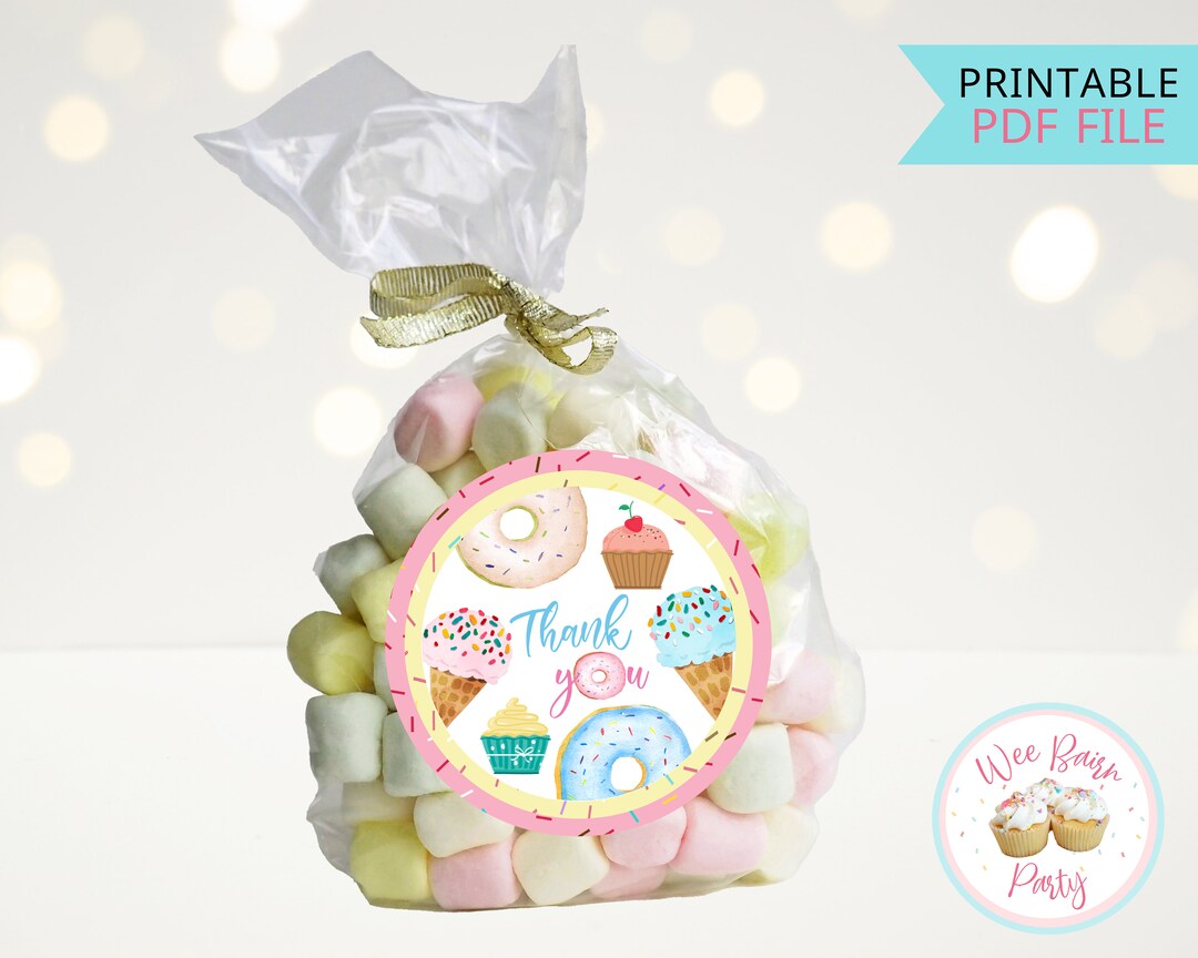 Two Sweet Birthday Thank You Stickers Sweet One Birthday Party Favor ...