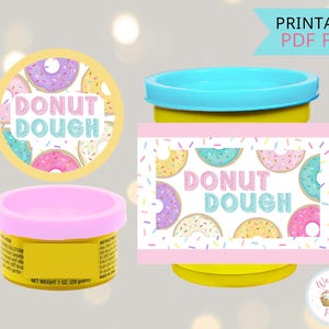 Play Dough Donut Party Favors Stickers, 1st 2nd Donut Birthday Party ...