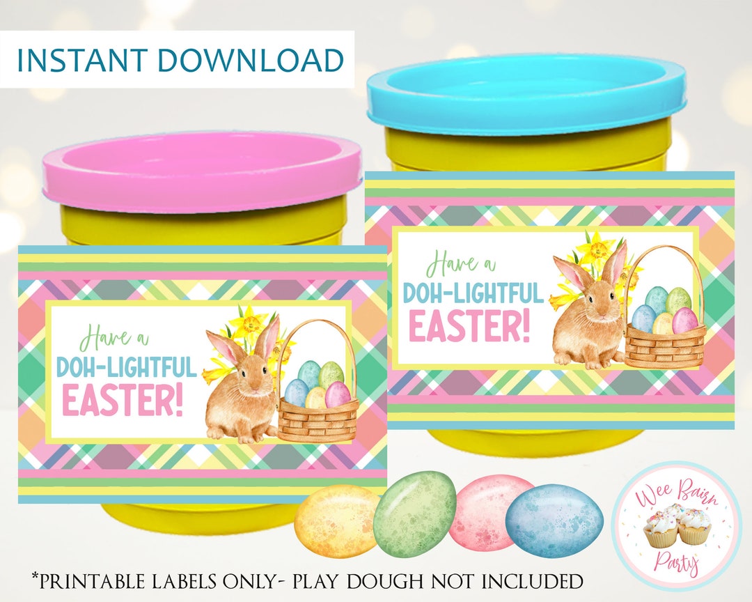 Easter Playdough Party Favors Stickers, Easter Bunny Sensory Play Dough ...
