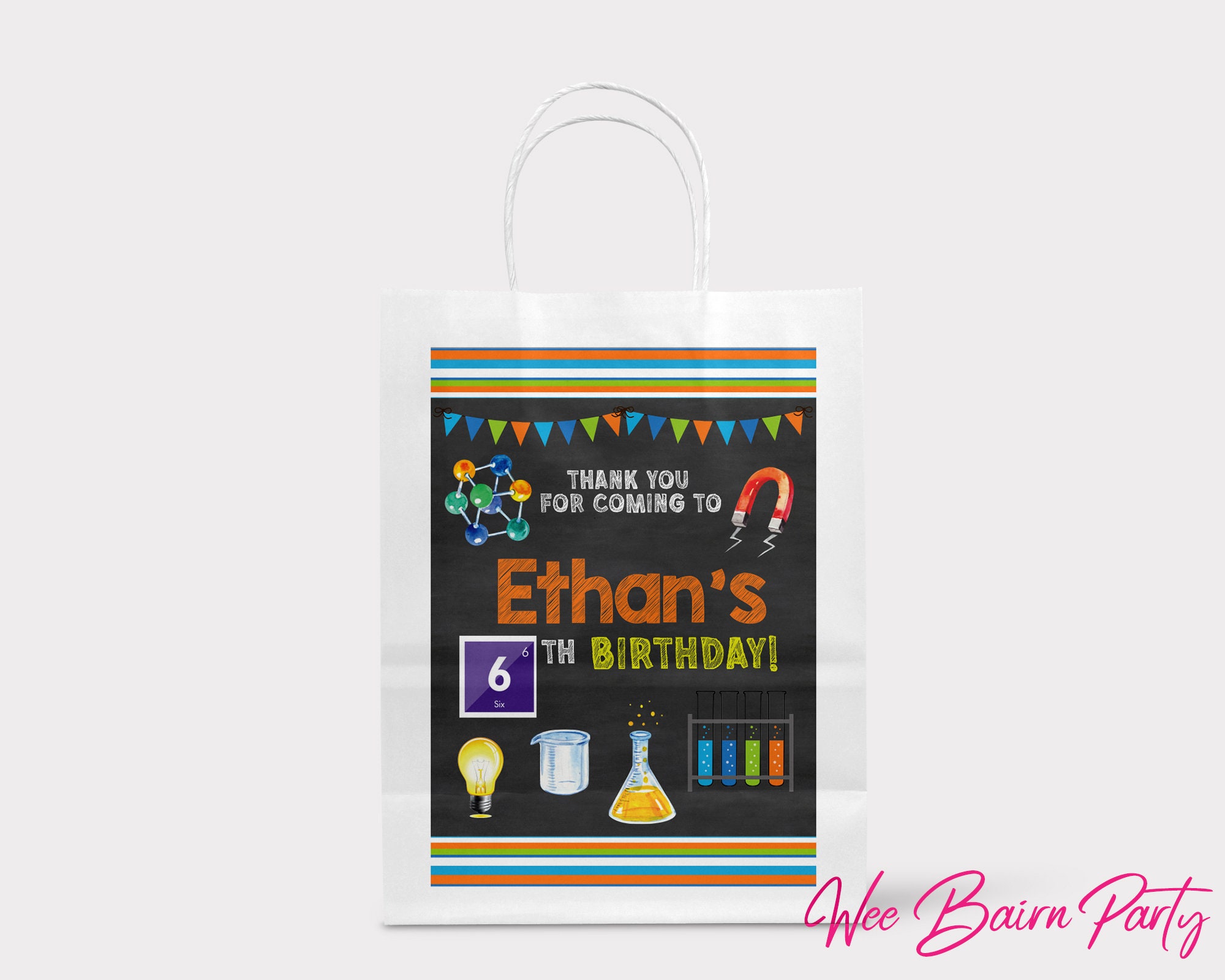 Science Party Custom Gift Tags Chemistry Birthday Printable | Etsy