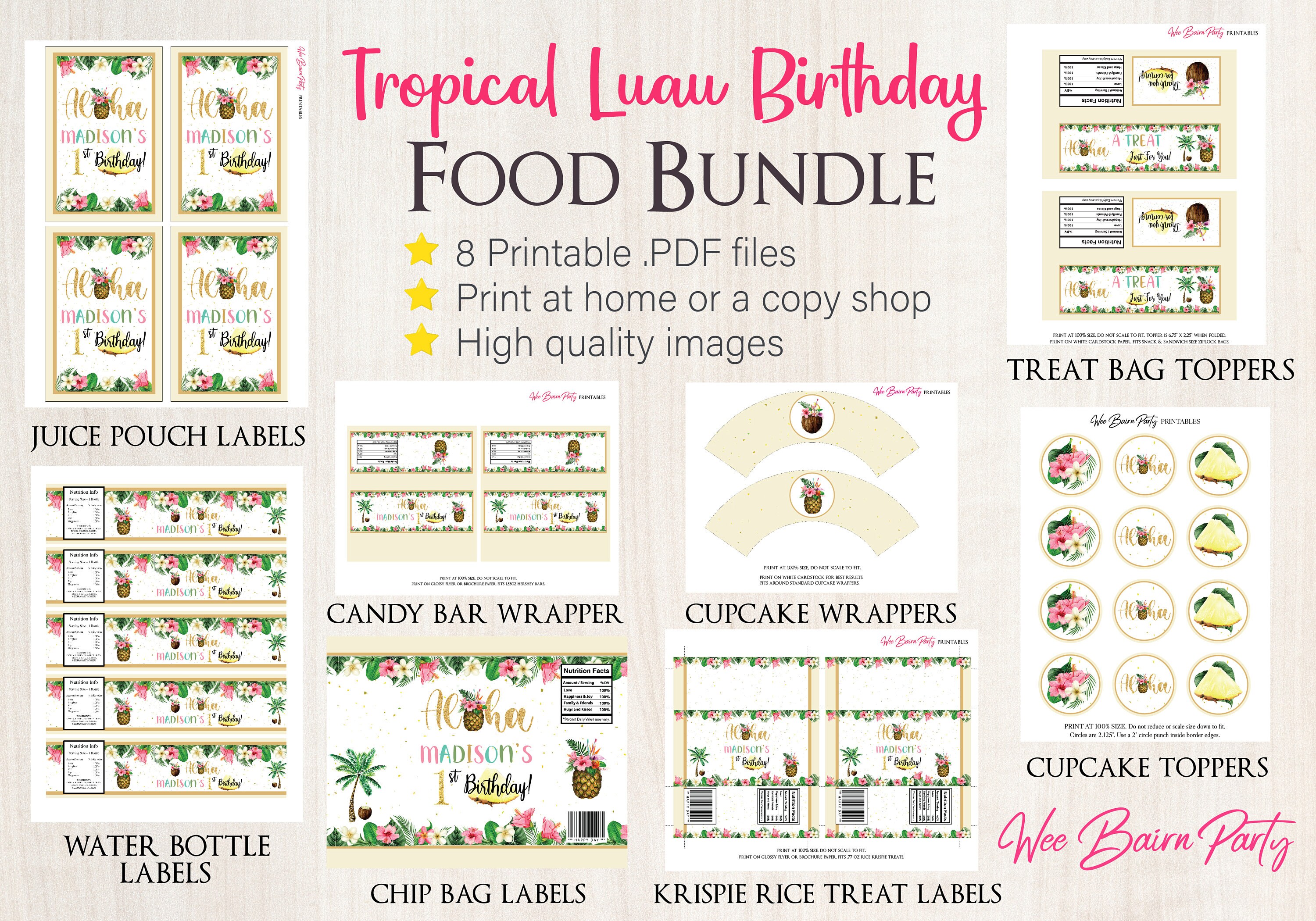 Hawaiian Luau Tropical Party Favors Bundle Aloha Birthday | Etsy