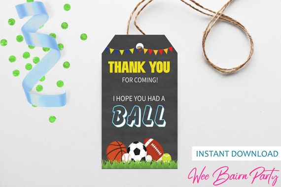 Sports Birthday Favor Tags Sports Team Mini Thank You Gift - Etsy