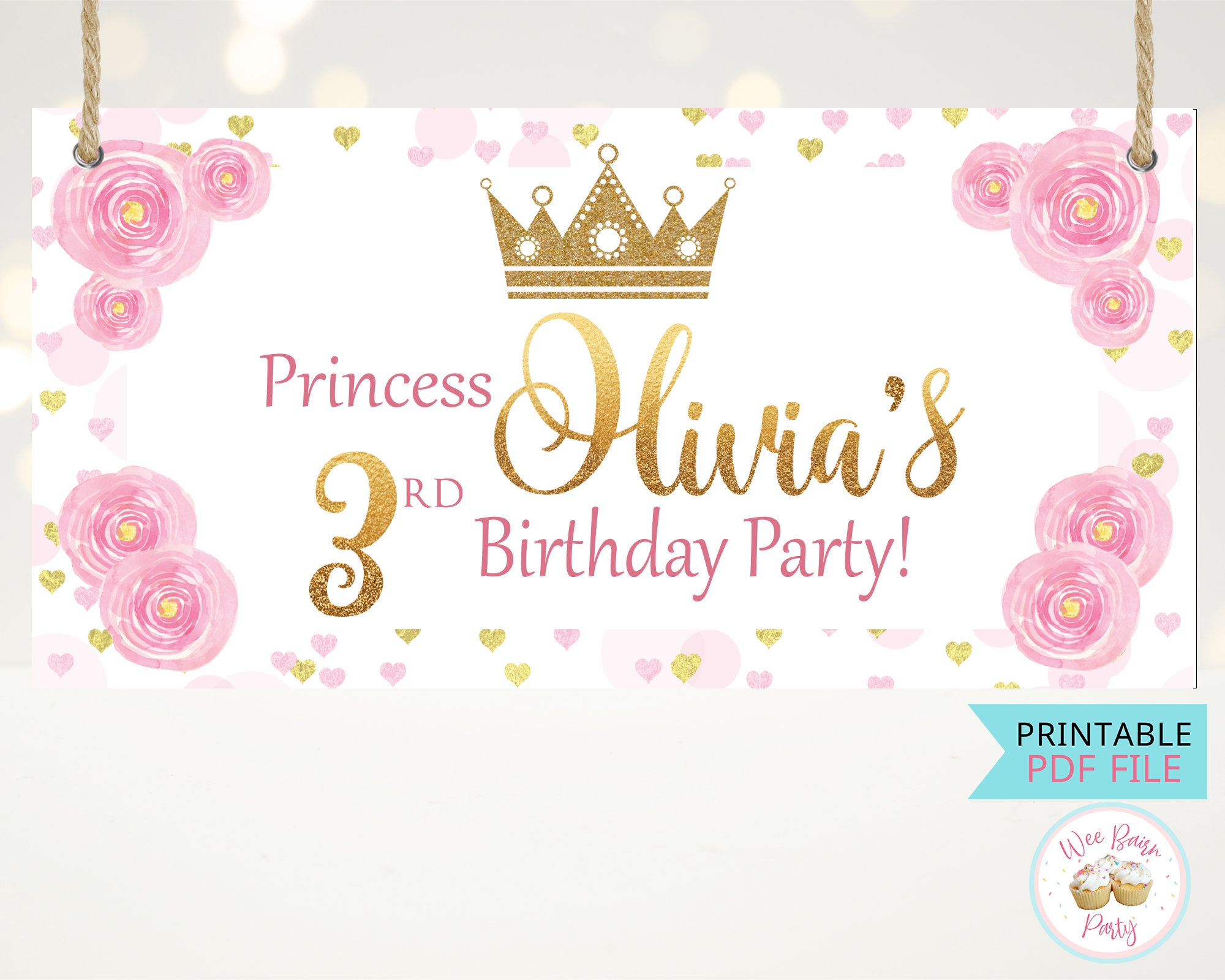 Printable Princess Birthday Banner