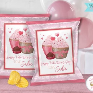 Valentines Party Custom Chip Bags, Classroom Valentines Day Favors Chip ...