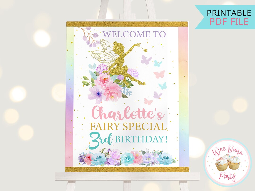 Flower Fairy Birthday Party Welcome Sign, Fairy First Birthday ...