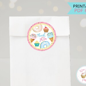 Two Sweet Birthday Thank You Stickers Sweet One Birthday Party Favor ...