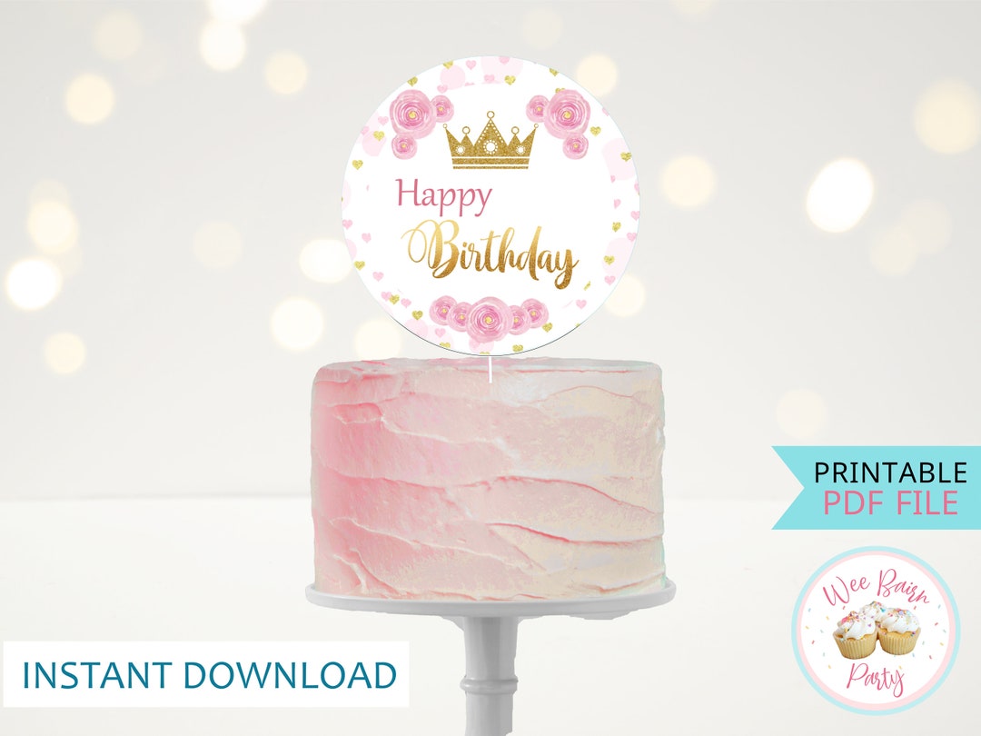 Pink Princess Cake Topper Princess Birthday Cake Topper Princess Party ...