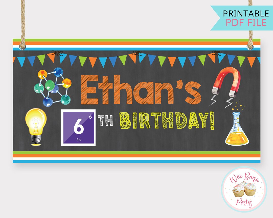 Science Party Backdrop, Chemistry Birthday Banner Printable ...