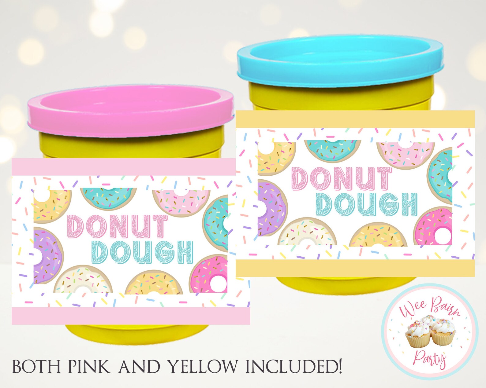Play Dough Donut Party Favors Stickers, 1st 2nd Donut Birthday Party ...