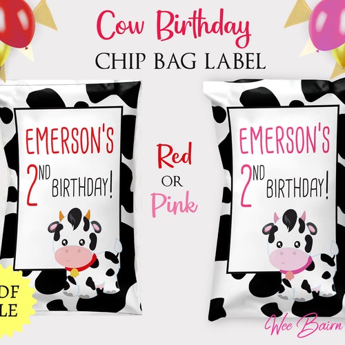 Cow Birthday Favor Tags Barnyard Birthday Farm Party Favors | Etsy