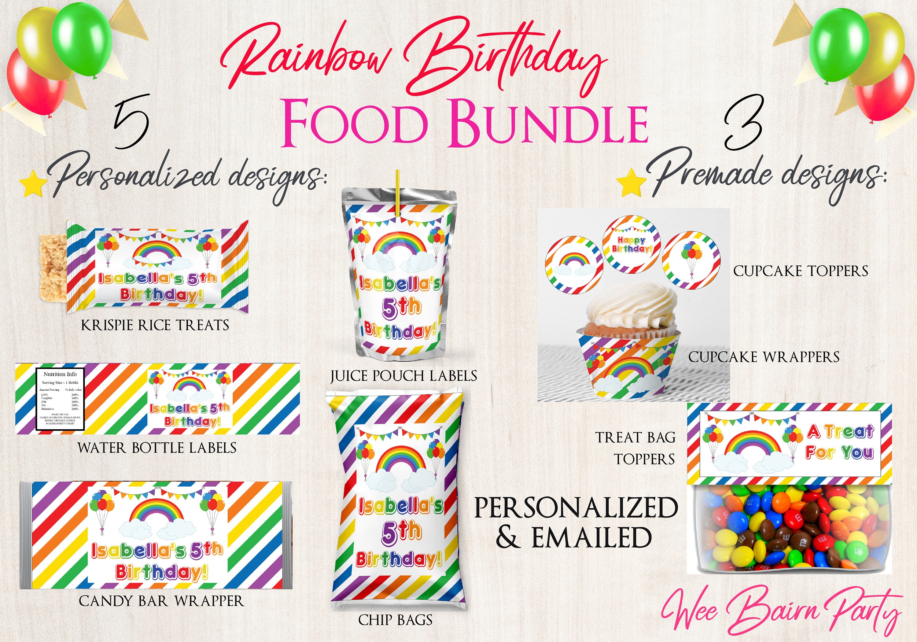 Printable Rainbow Decorations for Birthday Party Bundle | Etsy