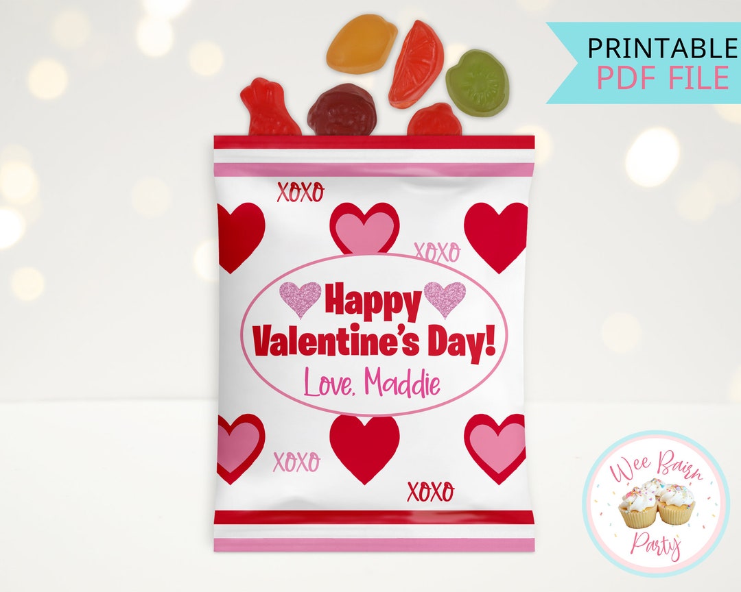 Classroom Valentines Fruit Snack Labels, Printable Class Valentine ...