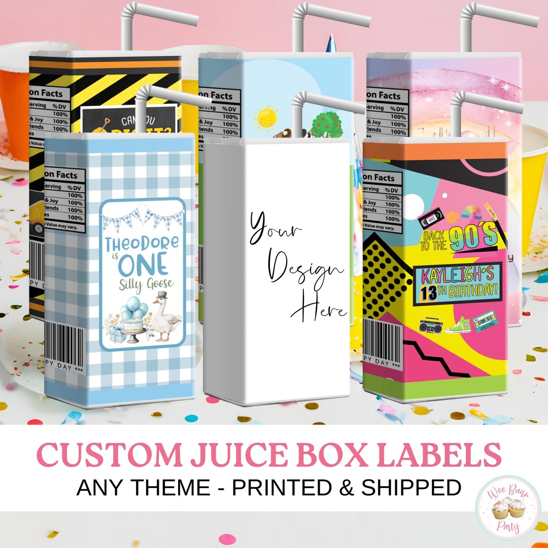 Custom Juice Box Labels – Personalized Party Favor Labels, Kids ...