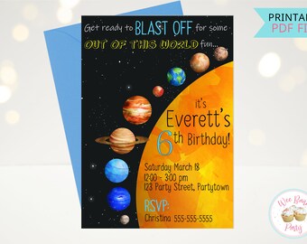 Solar System Birthday Invite - Etsy