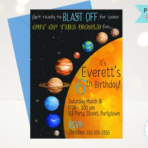 Solar System Birthday Invitation Outer Space Birthday - Etsy