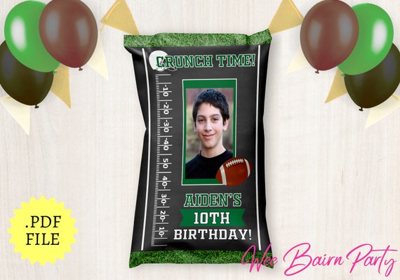 Football Party Chip Bag Labels Football 10th Birthday Chip | Etsy