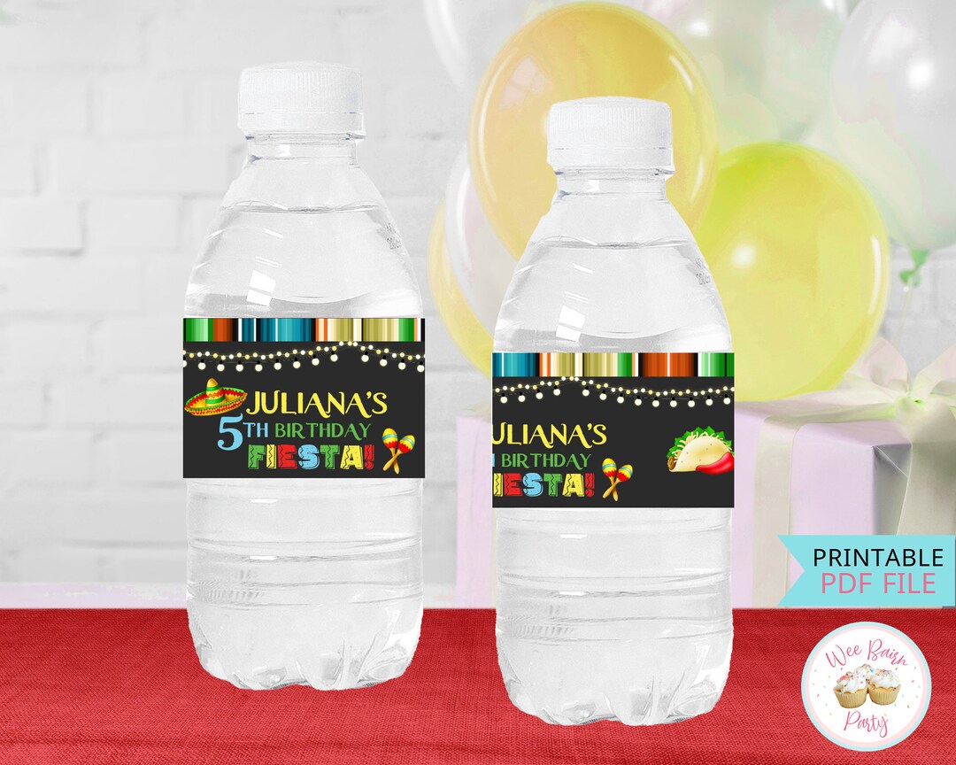 Fiesta Theme Water Bottle Labels Taco 1st Birthday Mexican - Etsy
