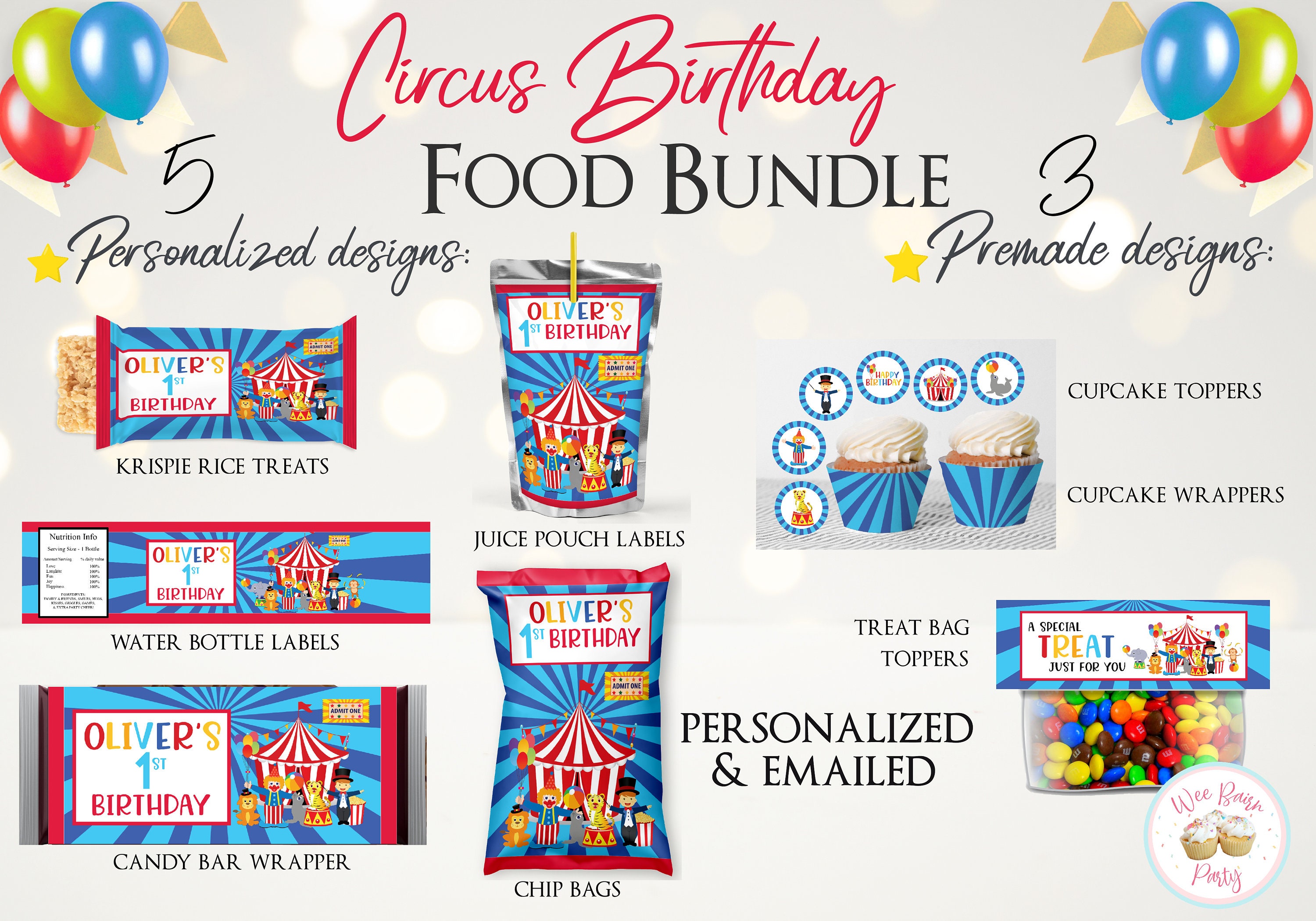 Circus Birthday Party Favor Bundle Circus 1st Birthday Party - Etsy