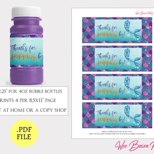 Mermaid Tail Party Bubble Labels Printable Mermaid Birthday - Etsy