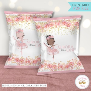 Ballerina Chip Bags, Ballet Dancer Little Girl 1st Birthday Chip Bag ...