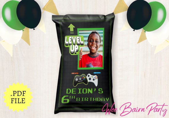 Video Games Birthday Custom Chip Bags Level Up Gamer Birthday | Etsy