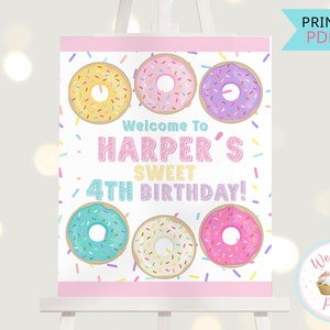 Donut Party Welcome Poster Sign, Doughnut Party Birthday Printable ...
