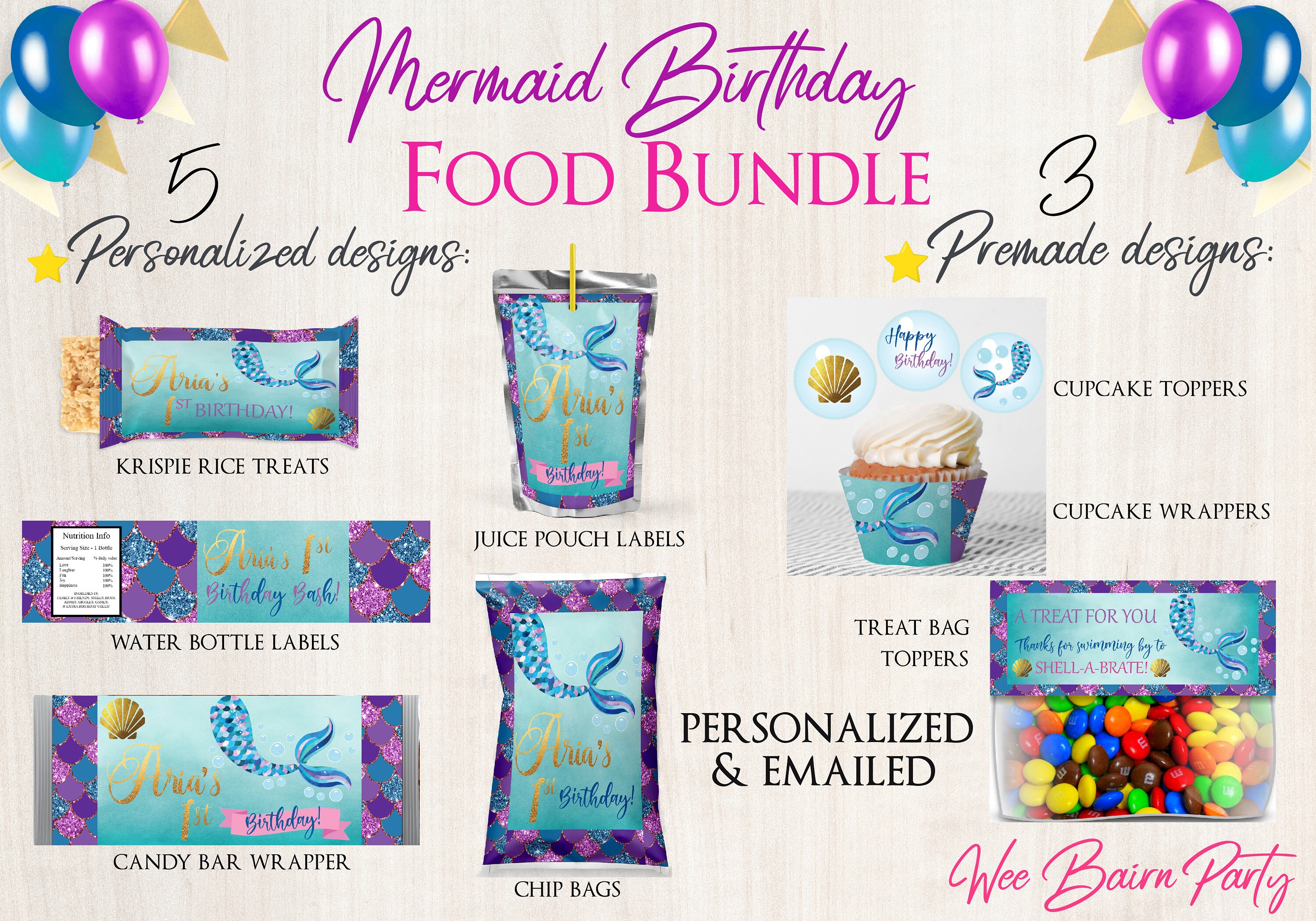 Mermaid Party Food Card Ideas