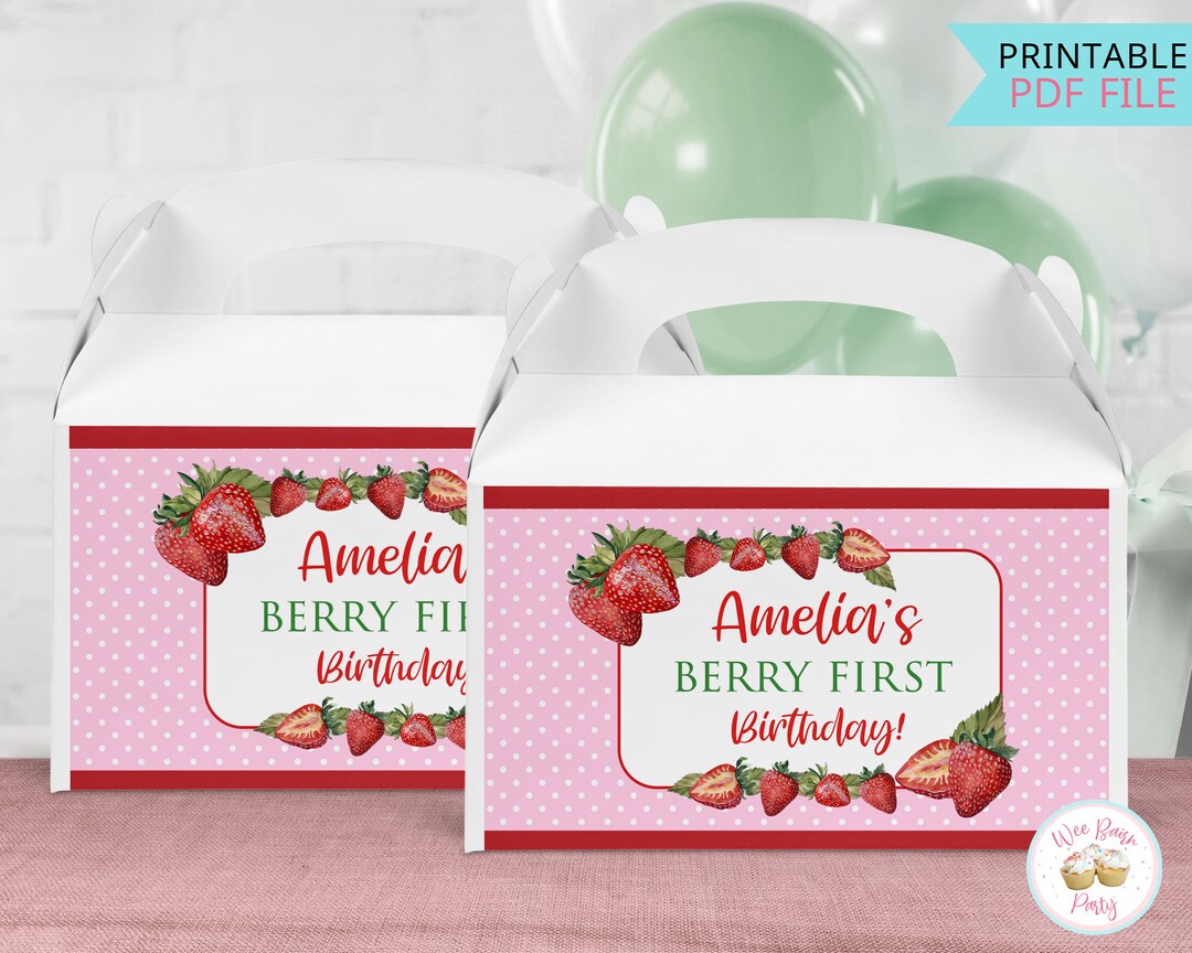 Berry First Birthday Gable Box Label, Berry 1st Birthday Decorations ...