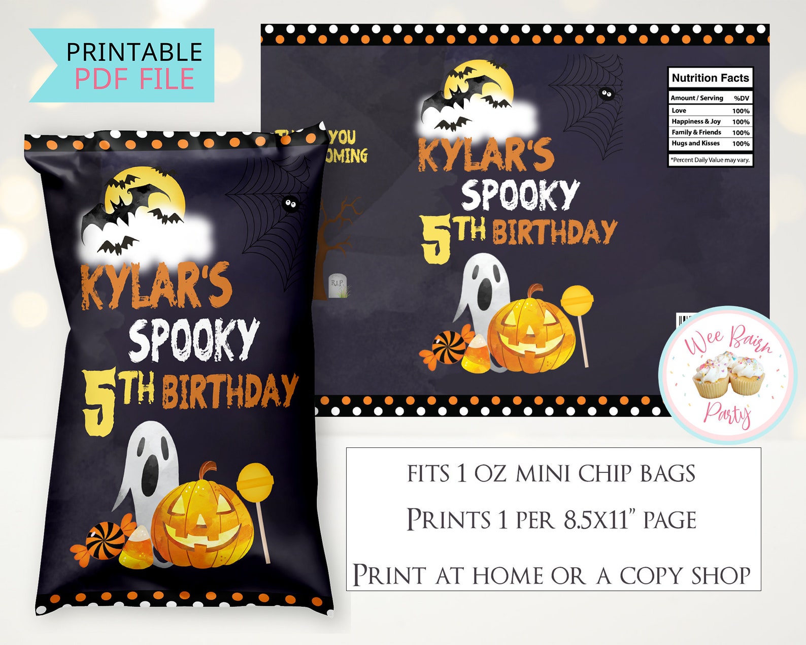 Halloween Party Chip Bag Labels Kids Halloween Party Favors - Etsy
