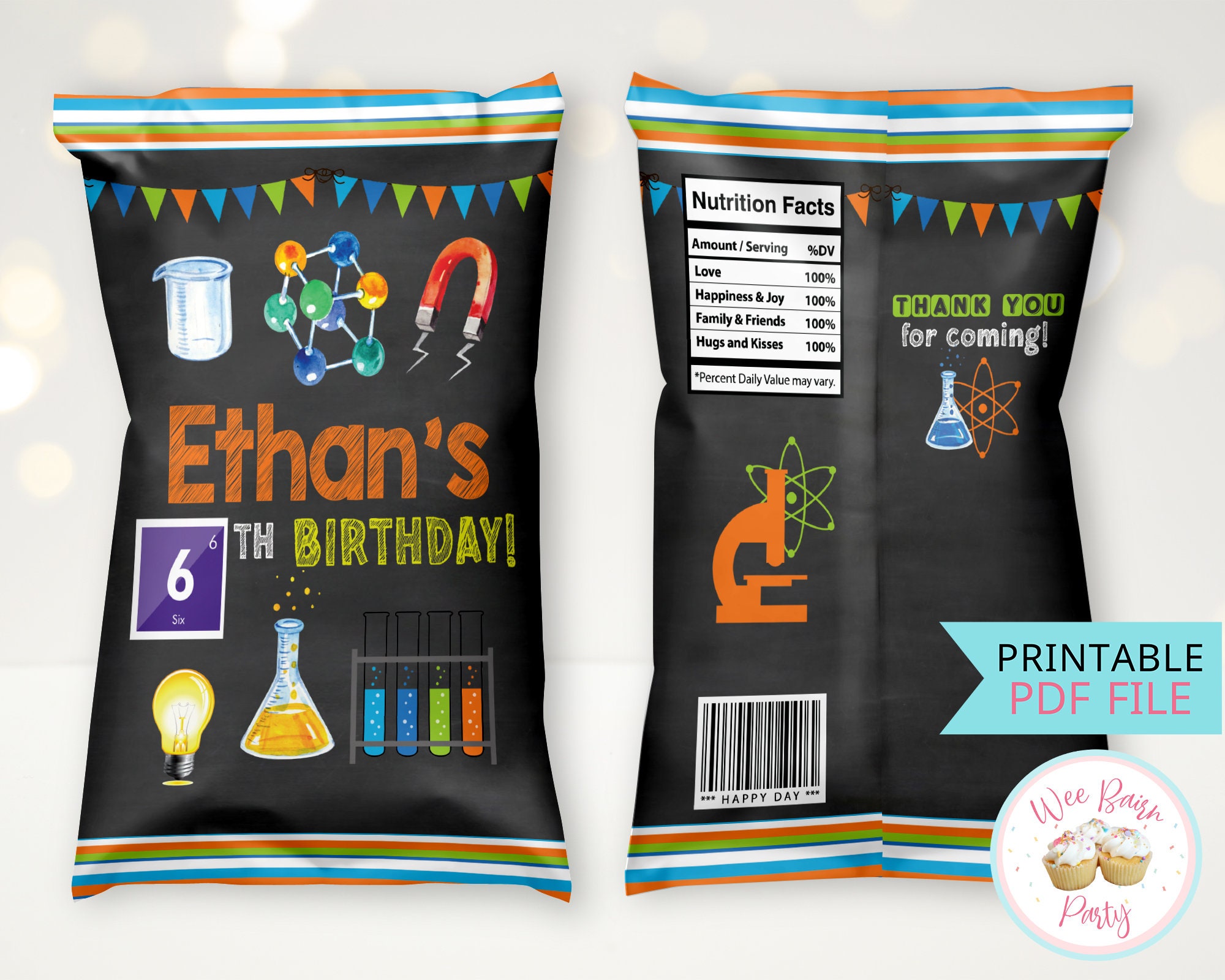 Science Party Favors Custom Chip Bags Chemistry Birthday - Etsy