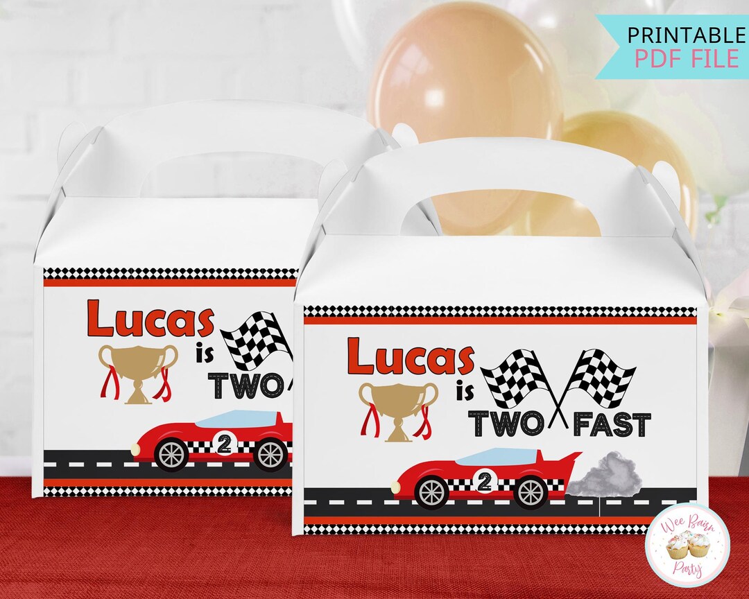 Two Fast Birthday Gable Box Labels, Race Car Birthday Boy Custom Party ...