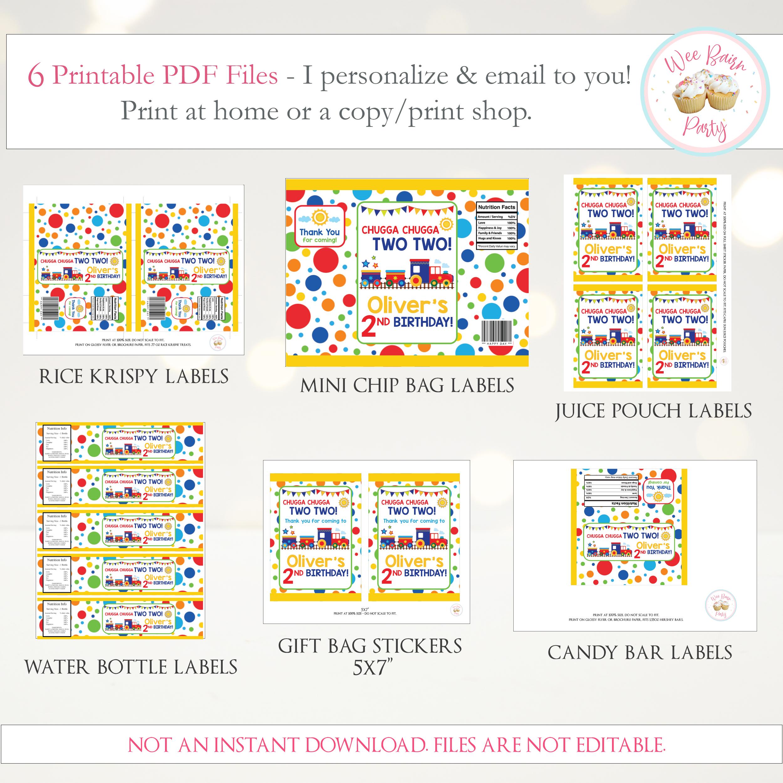 Train 2nd Birthday Party Decor: Personalized Printable Favors (PDF) - Etsy
