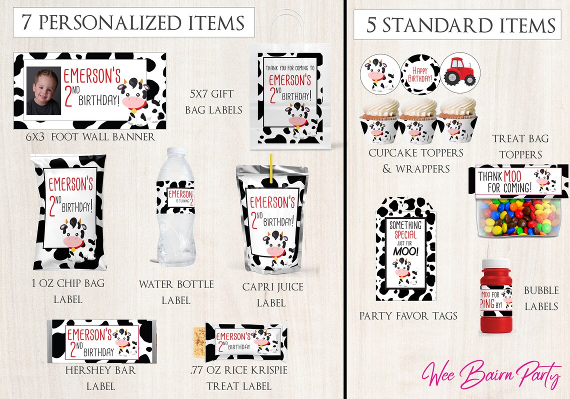 Cow Print Farm Birthday Decoration Bundle Barnyard Farm - Etsy