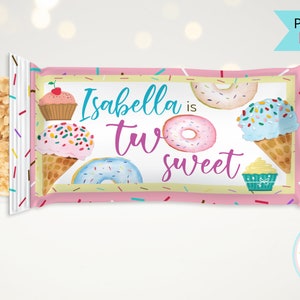 Two Sweet Birthday Rice Krispie Treats Custom Labels, 2 Year Old ...
