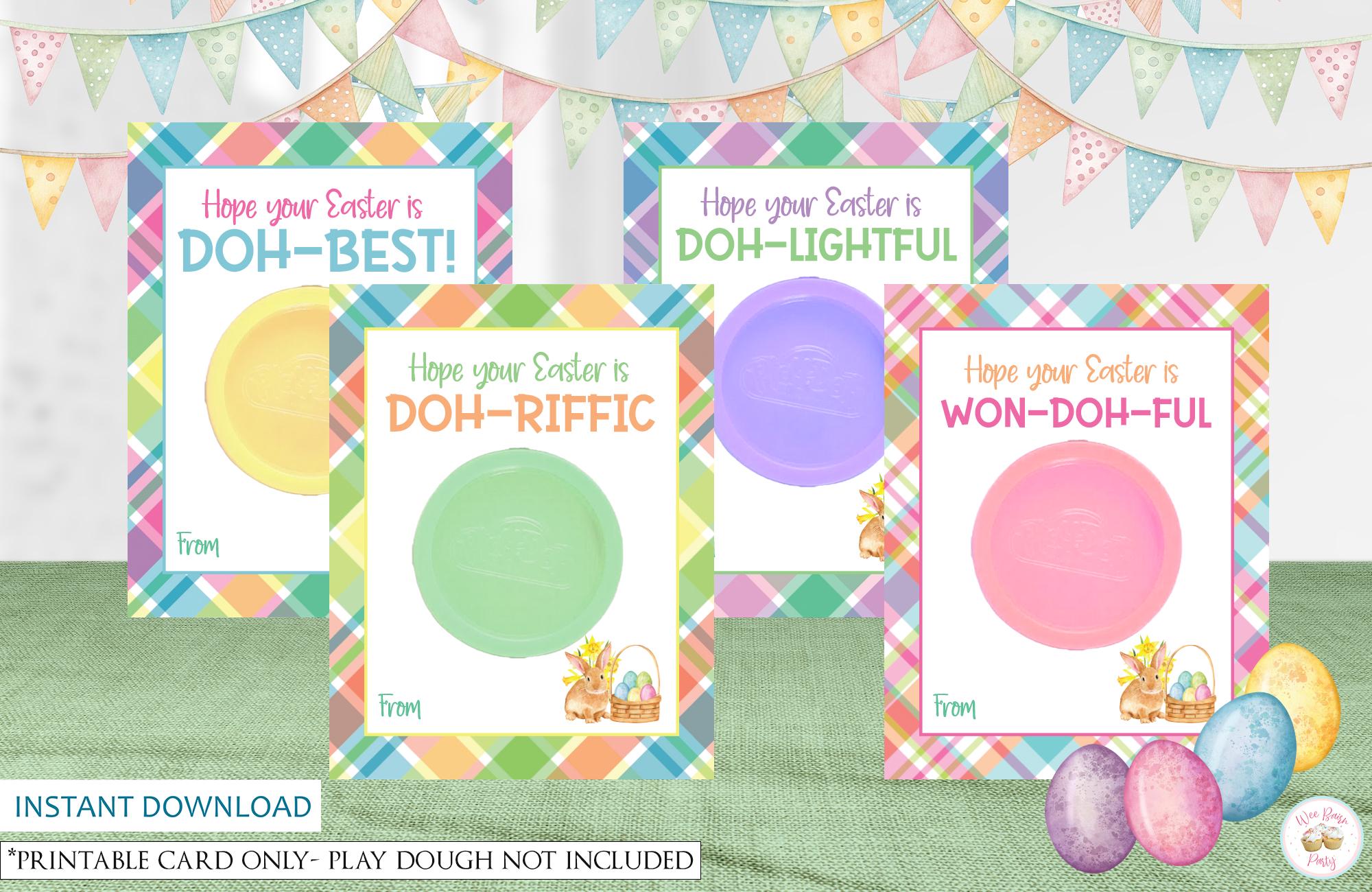 Easter Playdough Gift Tag Card, Printable Sensory Play Dough Easter ...